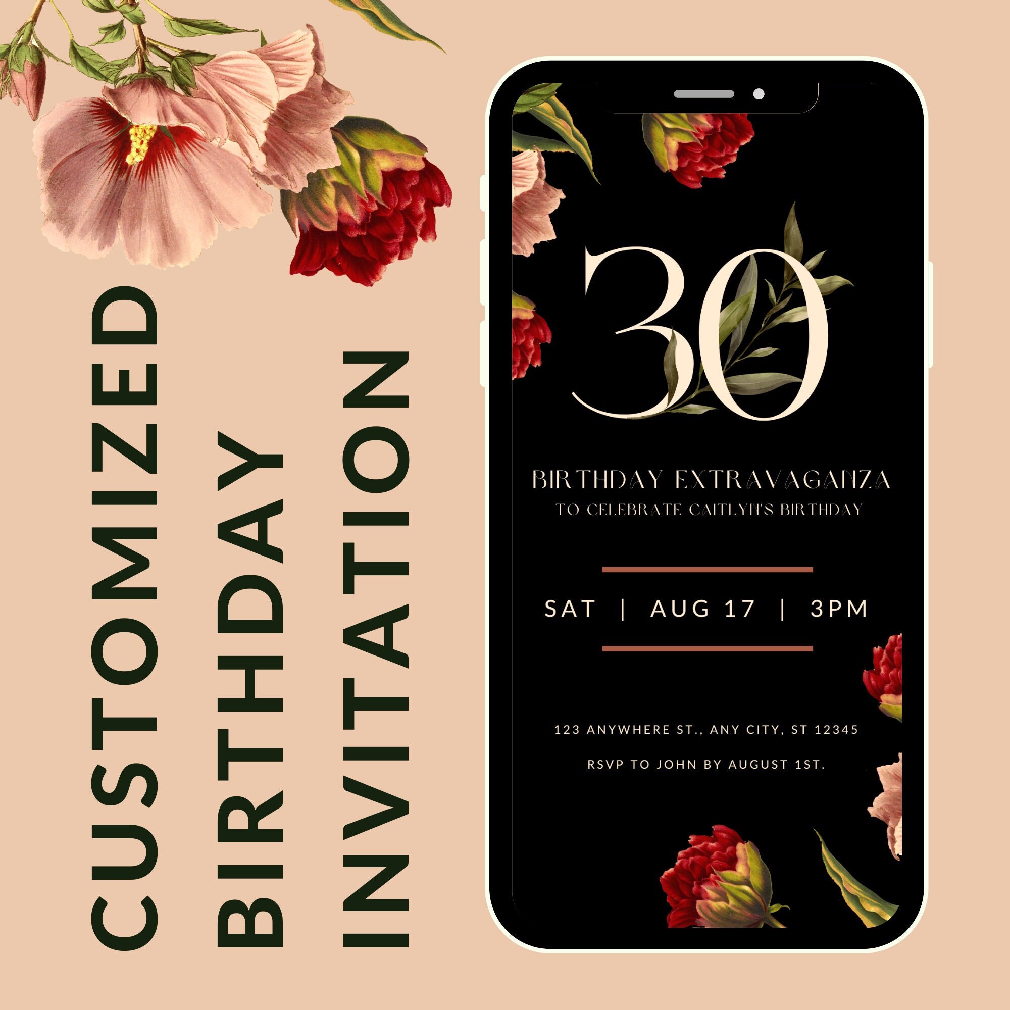 CUSTOM Adult Birthday Party Invitation - Etsy