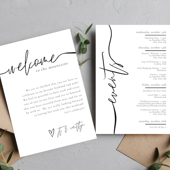 Simple & Elegant CUSTOM Wedding Itinerary - Etsy