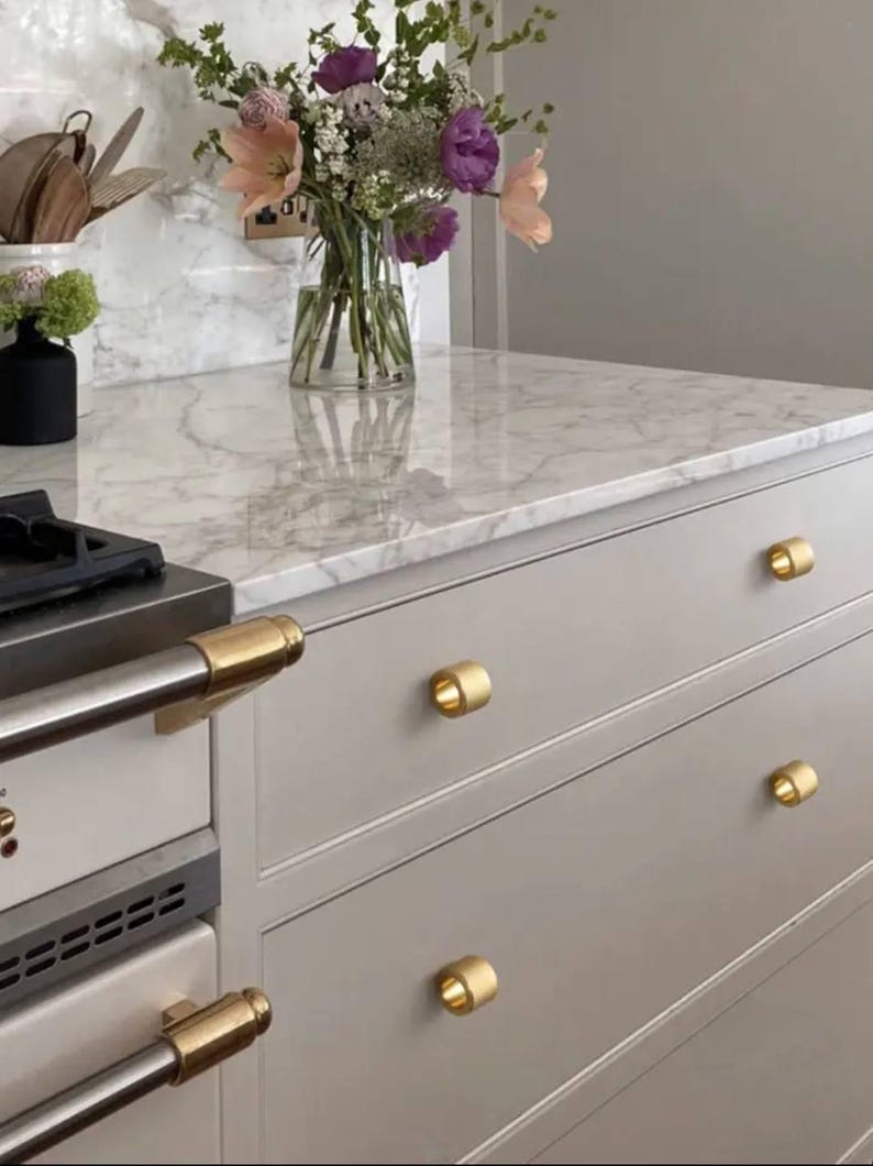 Modern Nickel Round Brass Cabinet Pulls, Cabinet Door Handles, Drawer ...