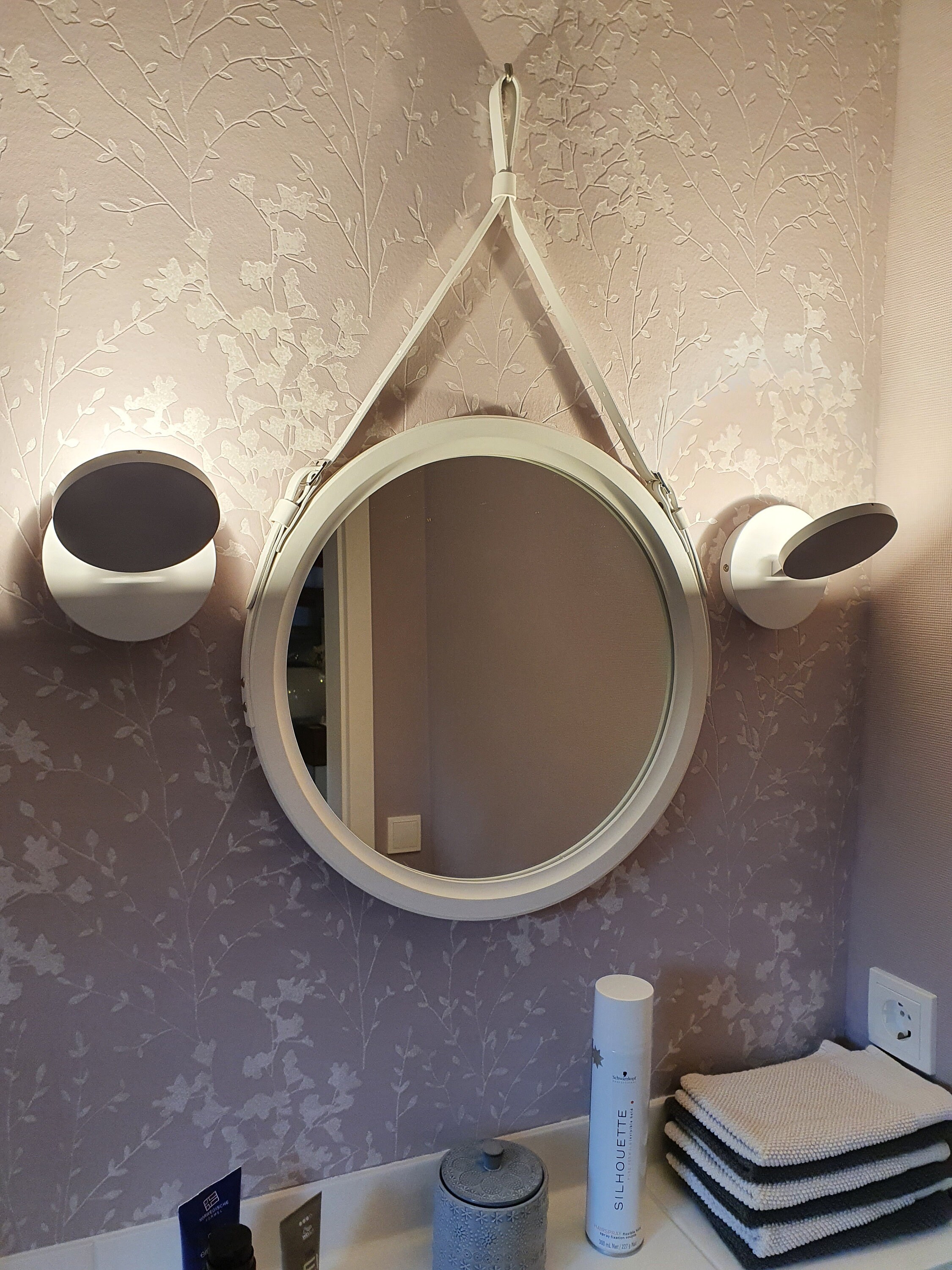 White Round Mirror • Hallway Wall Mirror • Wood Circle Mirror ...