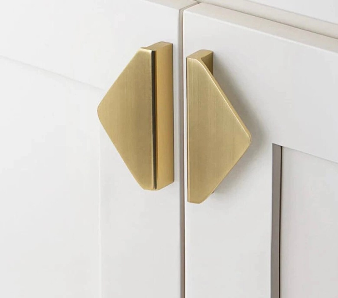 Premium Thin Solid Brass Bar Handles Modern Gold Cabinet Hardware 7389