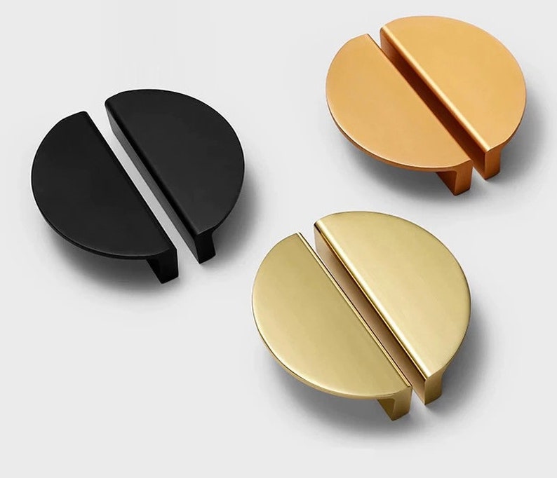 Premium Thin Solid Brass Bar Handles Modern Gold Cabinet Etsy 7108