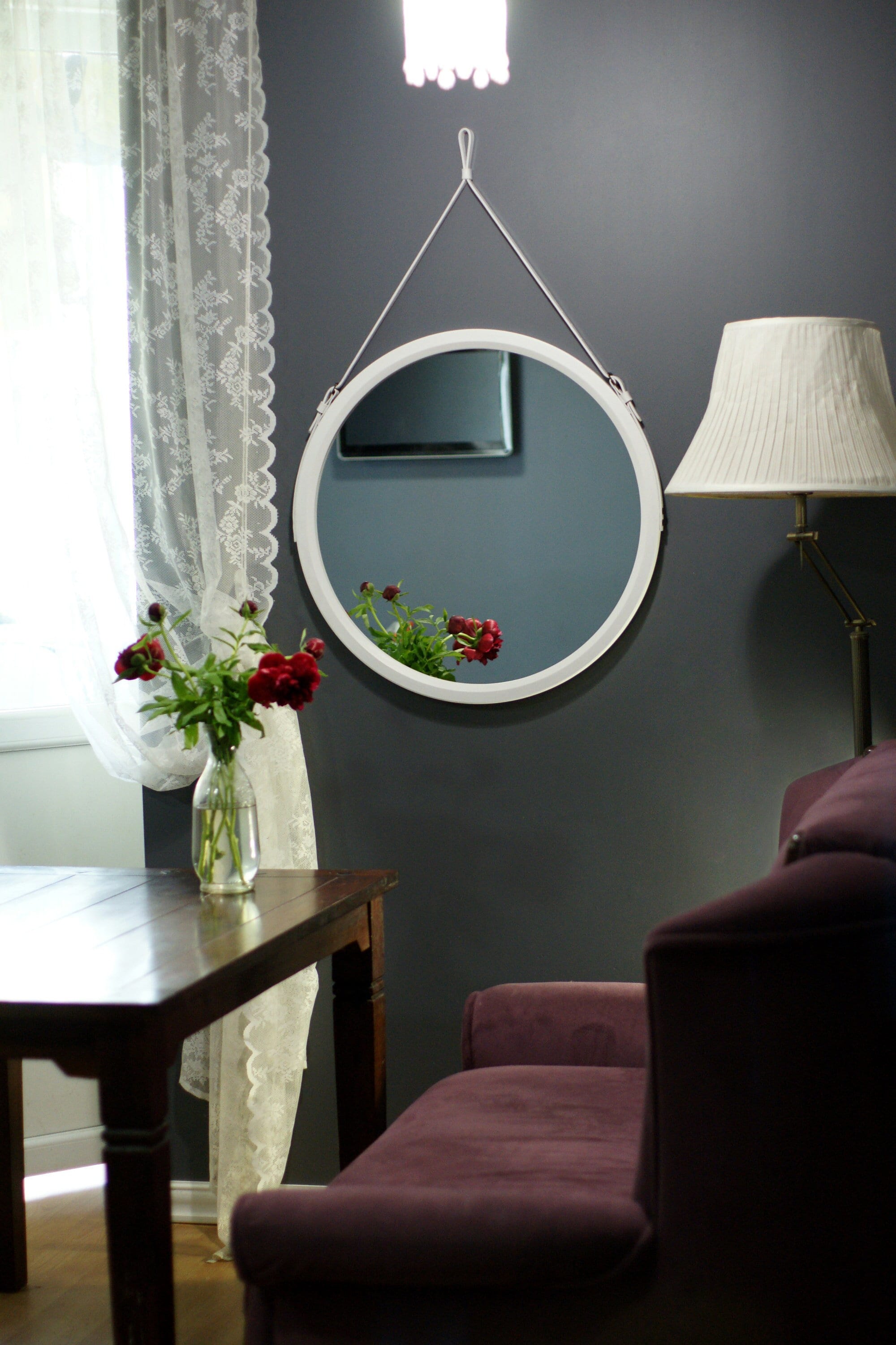 White Round Mirror • Hallway Wall Mirror • Wood Circle Mirror ...