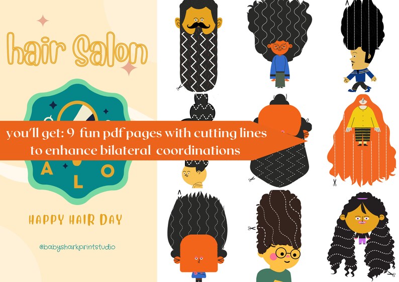 Hair Cut Scissor Skills Activities. Printable Fine Motor Activity ...