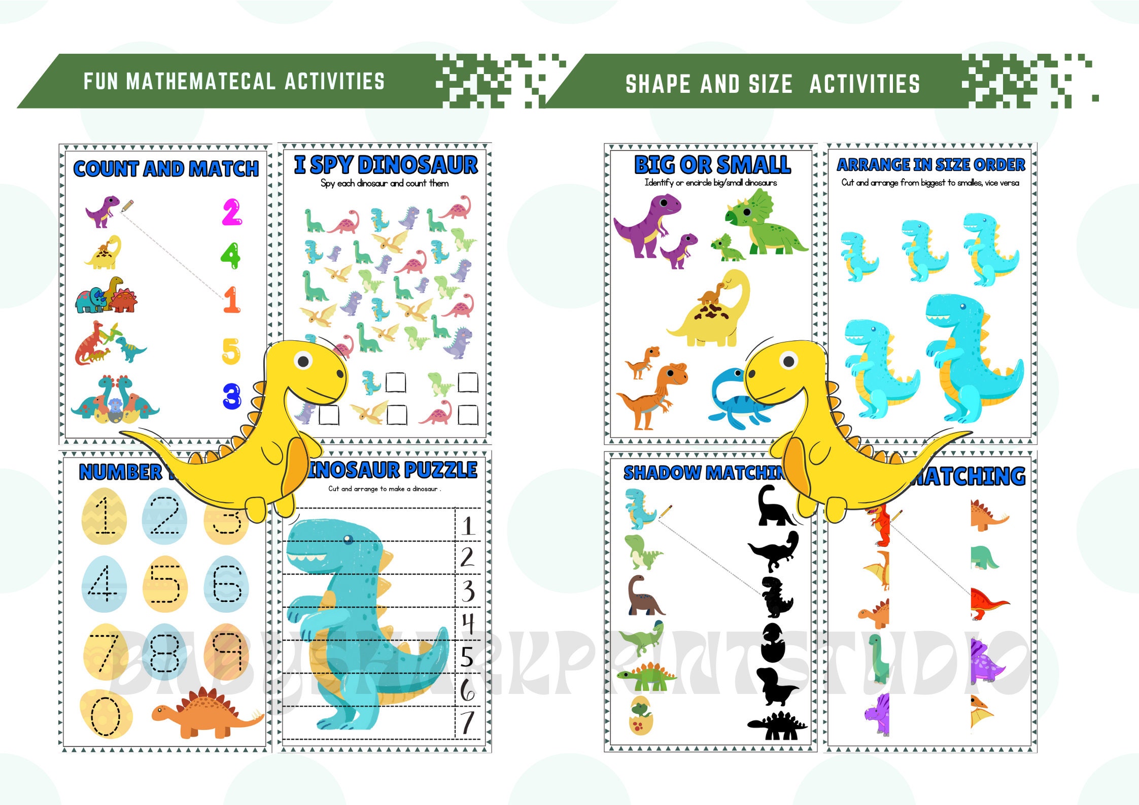 Dinosaur Printable Worksheets for Preschool/toddlers - Etsy
