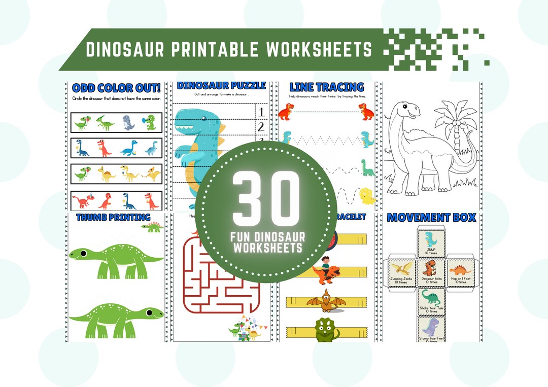 Dinosaur Printable Worksheets for Preschool/toddlers - Etsy