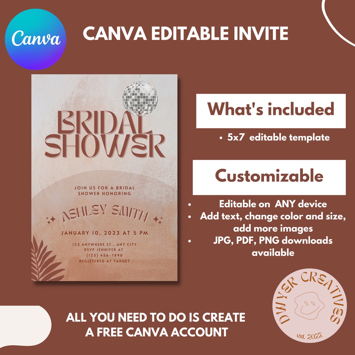 Boho Disco Bridal Shower Invite | 70s Bridal Shower | Bohemian Disco ...