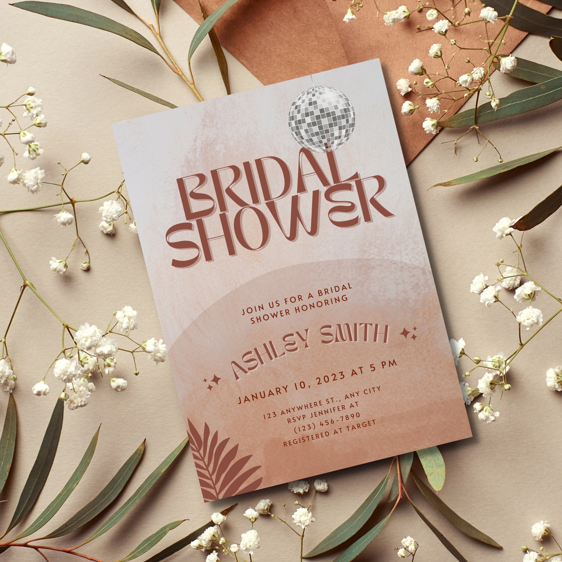 Boho Disco Bridal Shower Invite | 70s Bridal Shower | Bohemian Disco ...