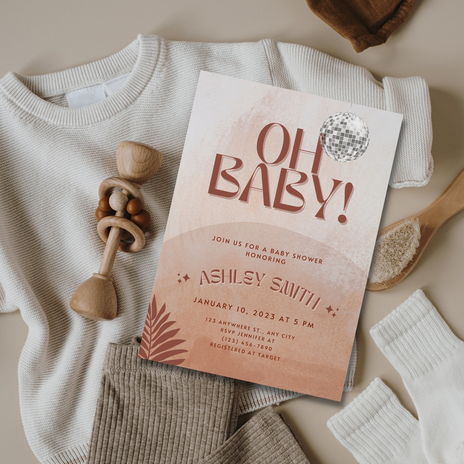 Boho Disco Baby Shower Invite | 70s Baby Shower | Bohemian Disco Baby ...