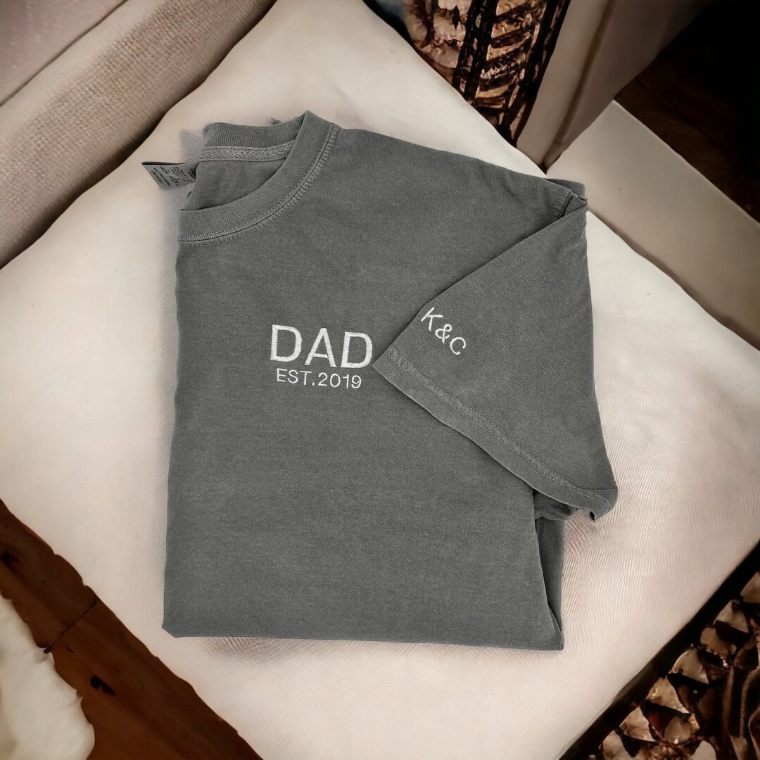Dad Embroidered Shirt, Father's Day Gift, Dad Est. Shirt, Custom Dad ...