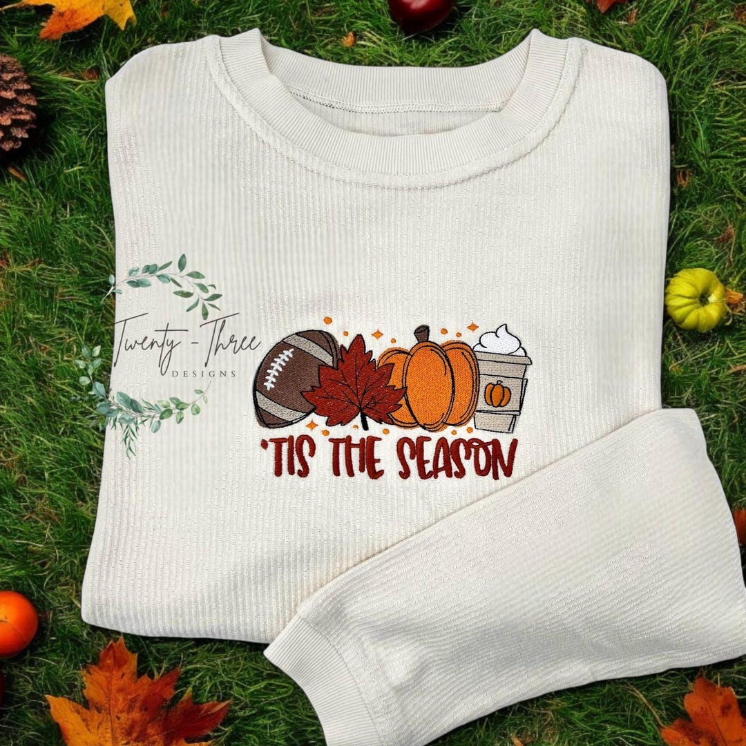 Embroidered Corded Crew ‘tis the Season Fall Sweater, Fall Sweatshirt ...
