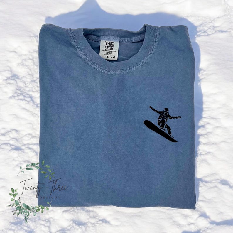 Embroidered Snowboarding Comfort Color Long Sleeve Crewneck, Snowboard ...