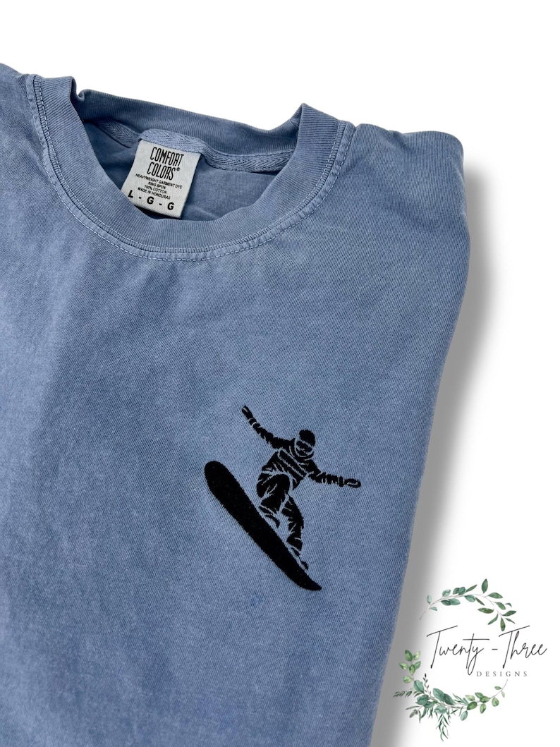 Embroidered Snowboarding Comfort Color Long Sleeve Crewneck, Snowboard ...