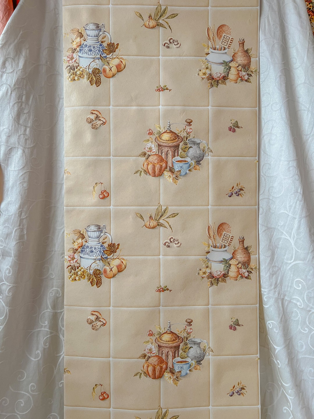 Three Rolls of Vintage 1990s Tile Effect Country Kitchen - Etsy