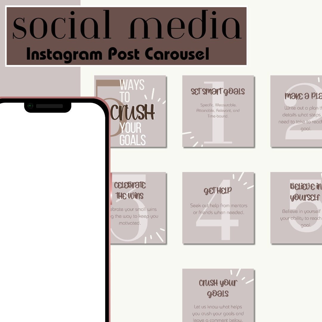 Instagram Post Carousel * 5 Ways to Crust Your Goals * Motivational ...