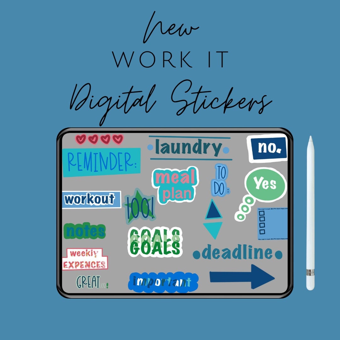 Aesthetic DIGITAL Stickers, Digital Quote Stickers, WORK IT Goodnotes ...