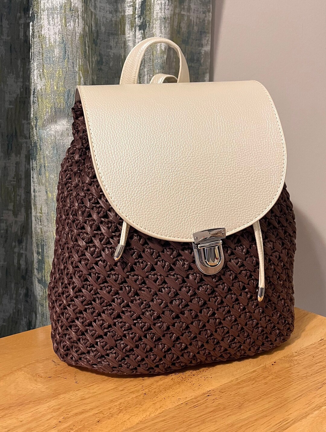 Knitted Backpack of Raffia, Raffia Bag, Bag Raffia - Etsy