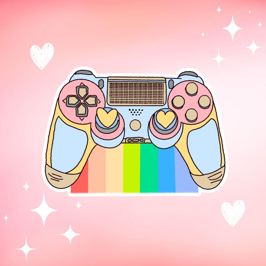 Sparkle Rainbow Console Gamer Sticker, Console Sticker, Controller ...