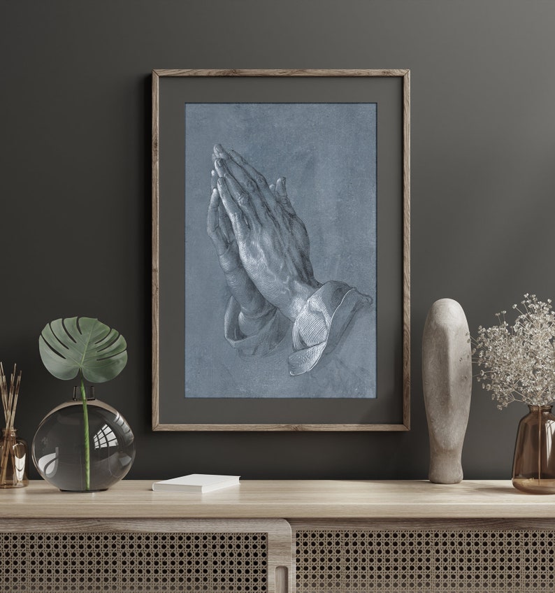 Vintage Praying Hands Drawing | Religious Wall Art Print | Gothic ...
