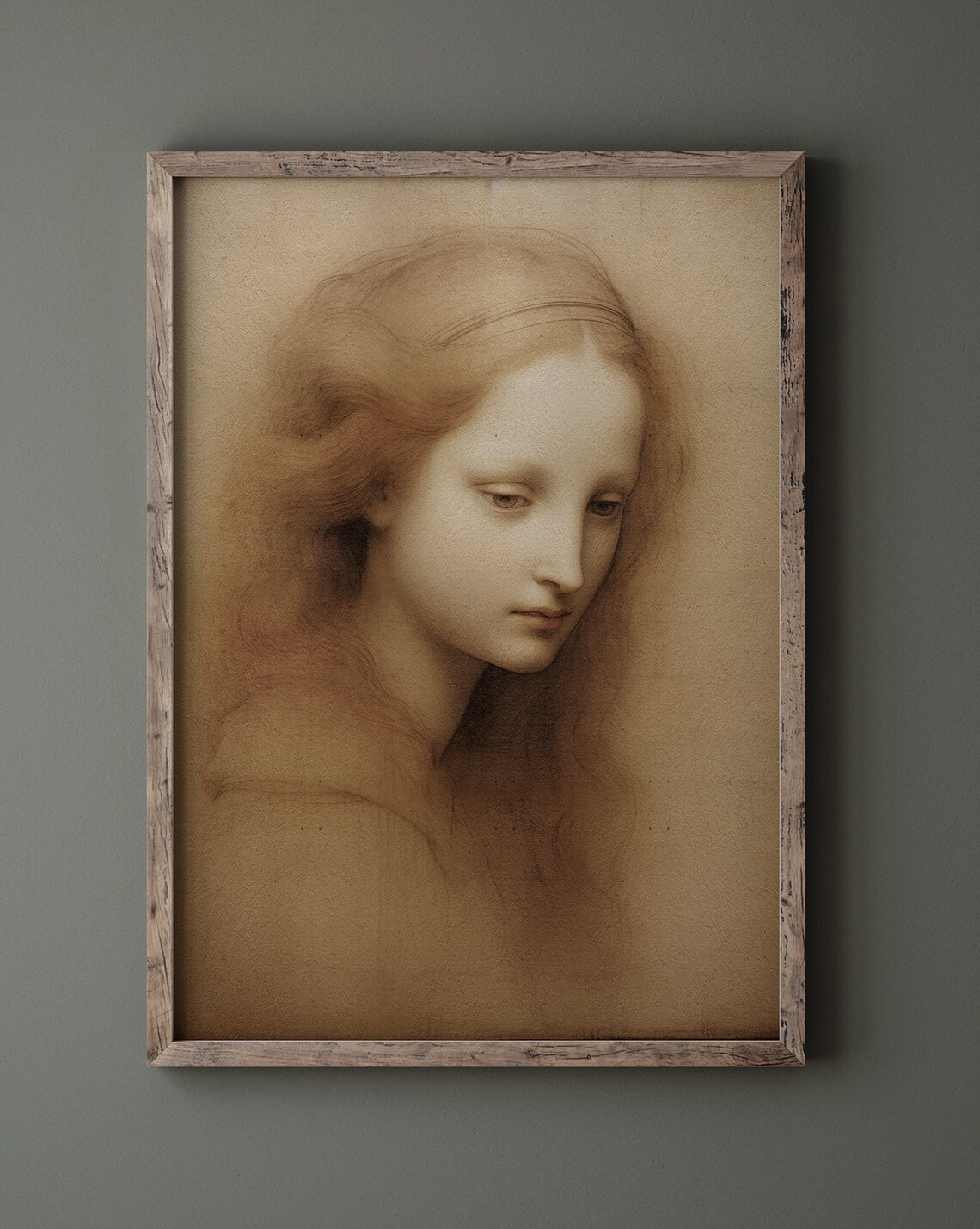 Renaissance Girl Art Print Digital Printable Classical Portrait Drawing ...