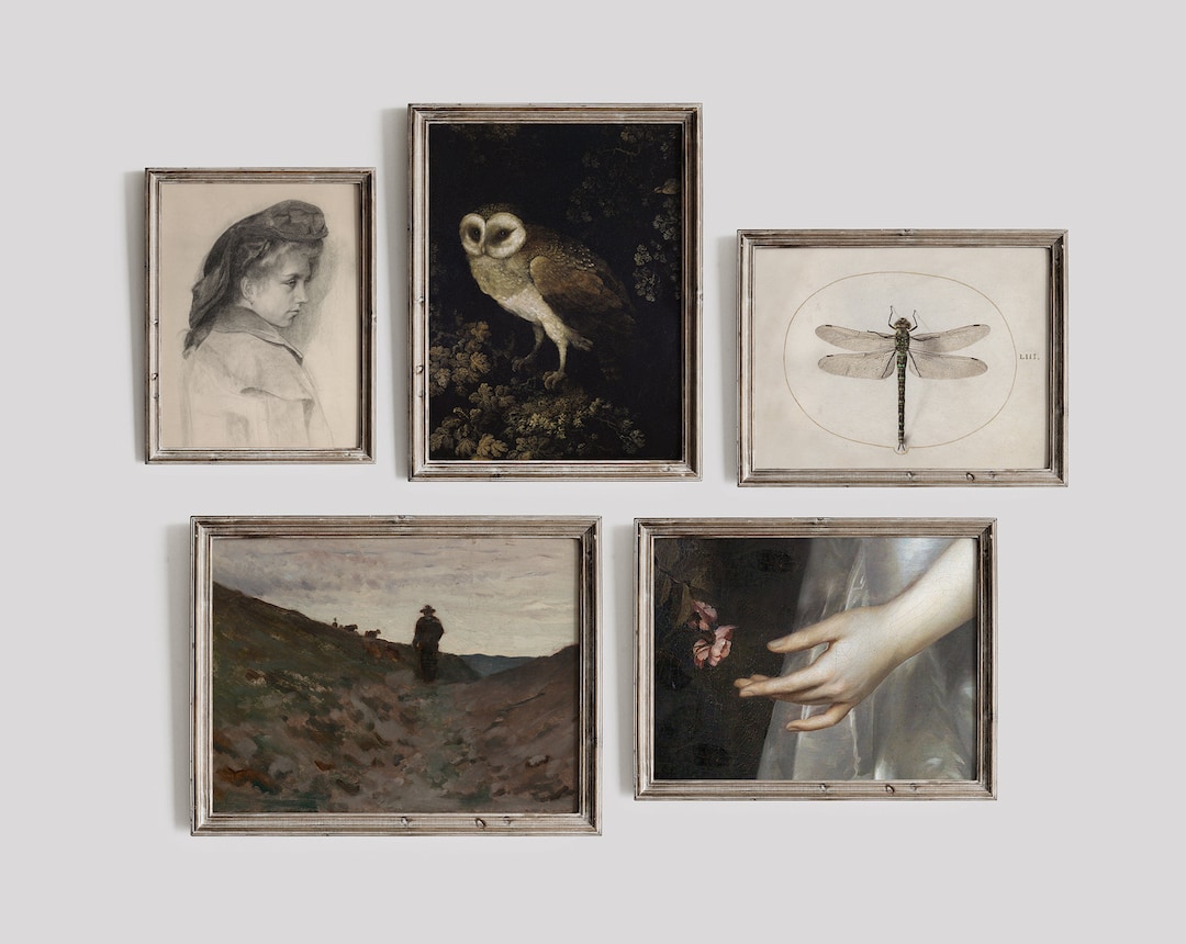 Set of 5 Victorian Aesthetic Dark Academia Prints | Vintage Muted ...