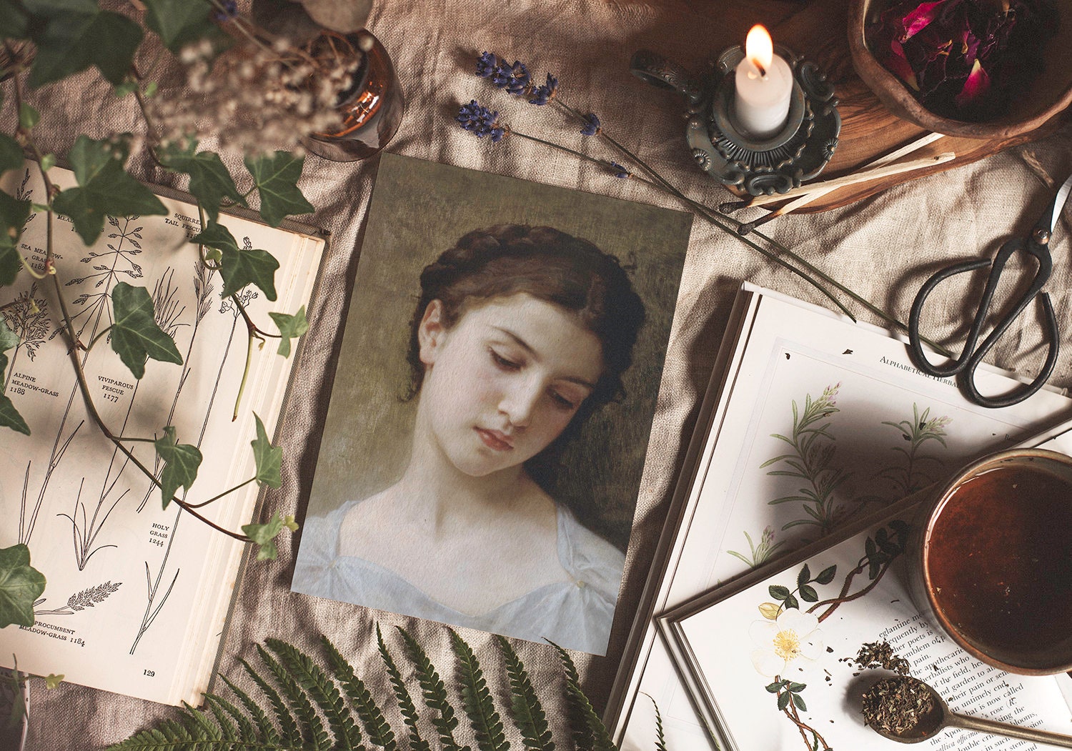 Vintage Female Portrait Print Printable Wall Art Moody - Etsy