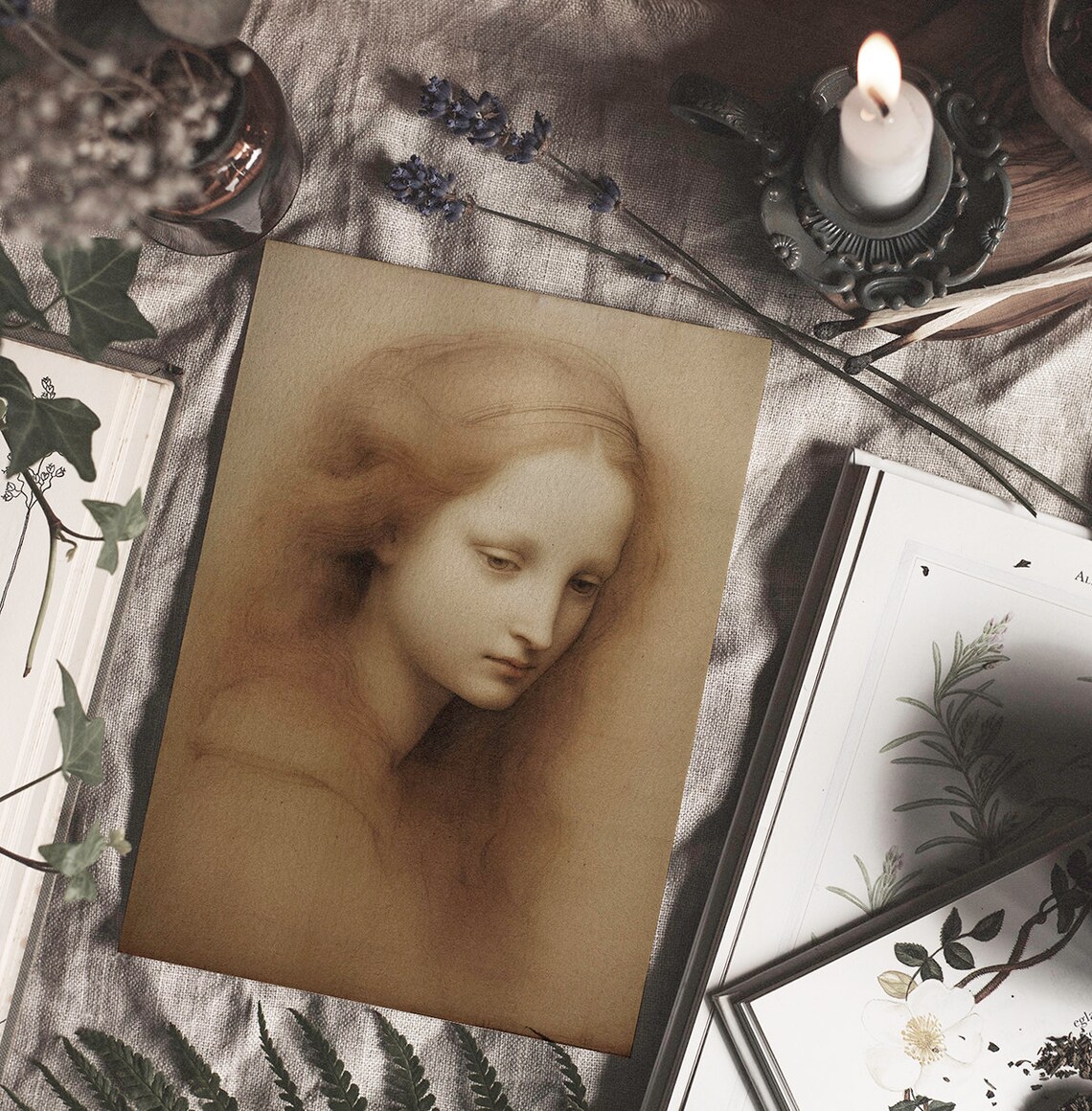 Renaissance Girl Art Print Digital Printable Classical Portrait Drawing ...