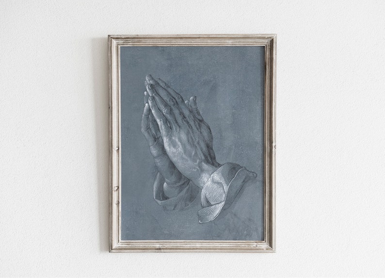 Vintage Praying Hands Drawing | Religious Wall Art Print | Gothic ...