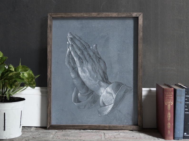 Vintage Praying Hands Drawing | Religious Wall Art Print | Gothic ...