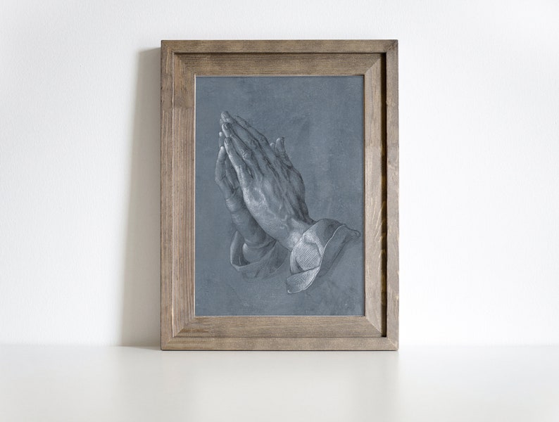 Vintage Praying Hands Drawing Religious Wall Art Print Gothic Christian ...