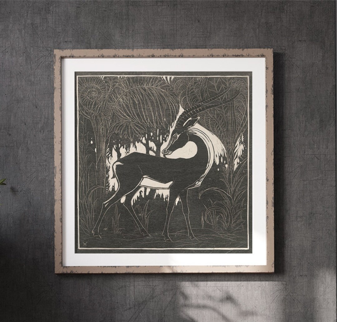 Vintage Animal Printable Wall Art | Moody African Wildlife Antelope ...