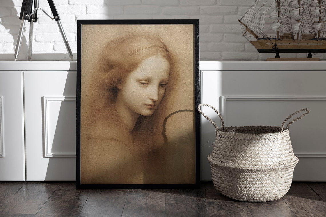 Renaissance Girl Art Print Digital Printable Classical Portrait Drawing ...