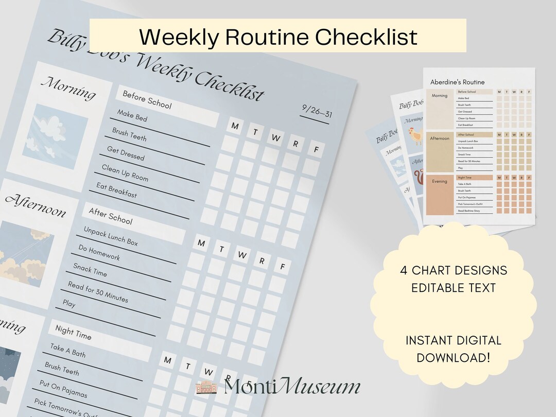 Editable Montessori Morning Checklist for Kids a Visual Schedule for ...