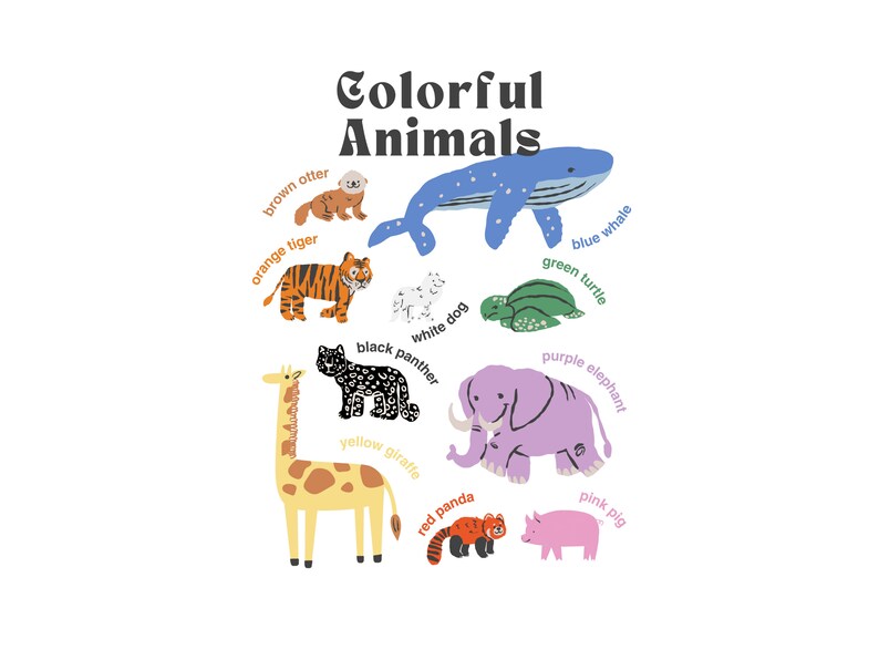 Colorful Animals, Educational Poster, Classroom Posters, Kids Wall Art ...