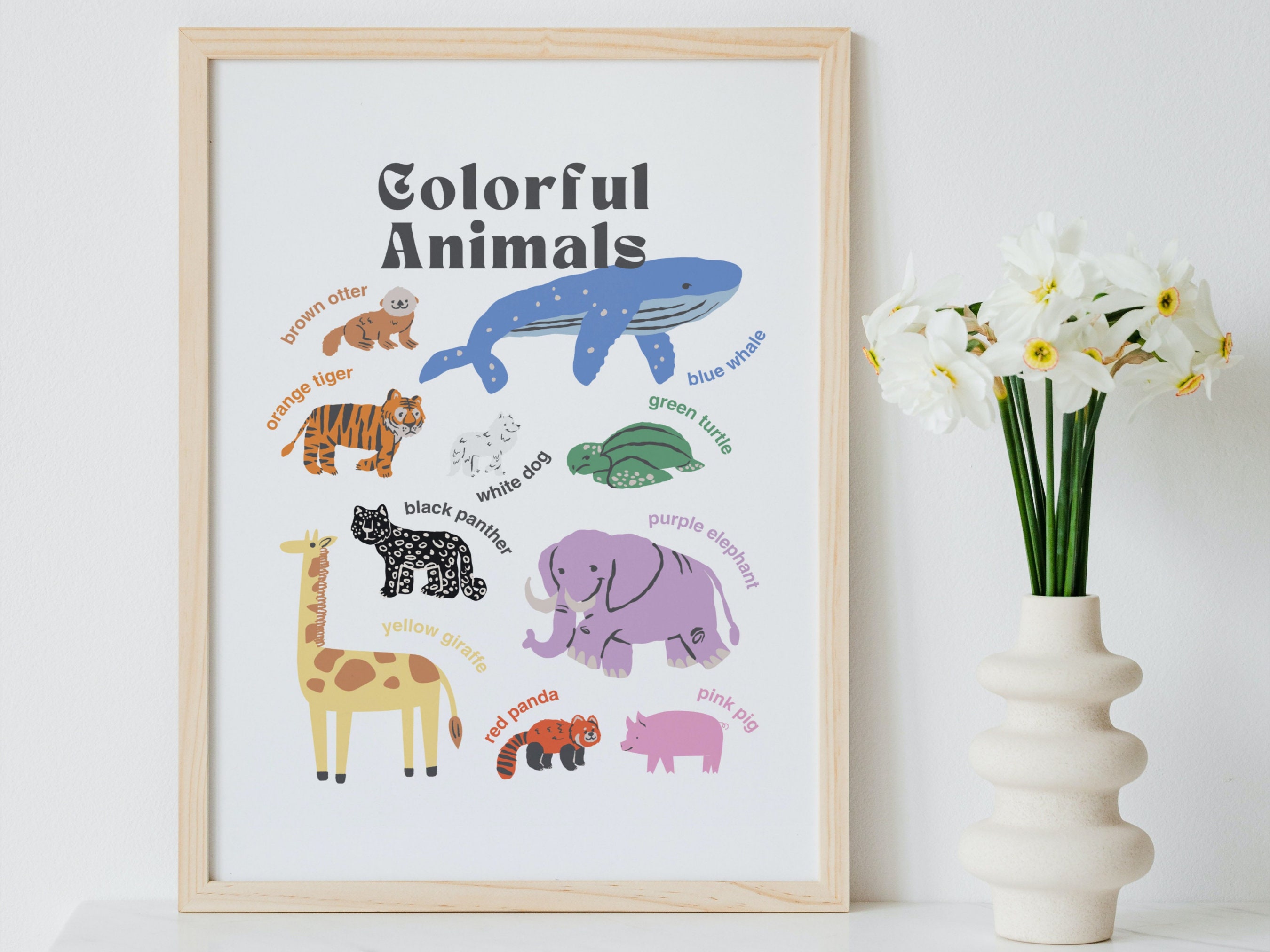 Colorful Animals, Educational Poster, Classroom Posters, Kids Wall Art ...