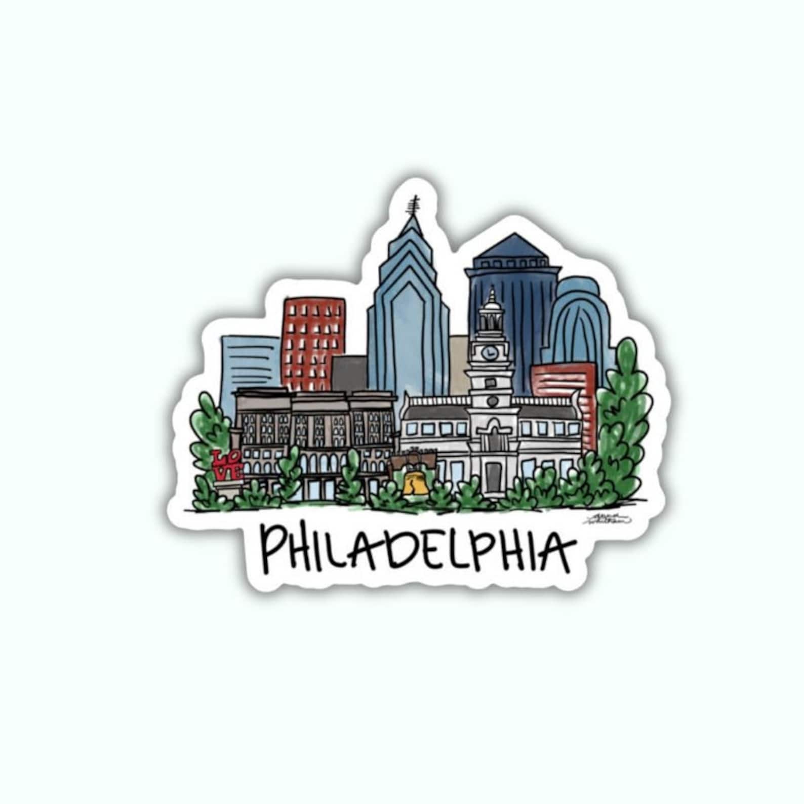 Philadelphia Skyline Sticker: Waterproof Vinyl Cityscape Decal - Etsy
