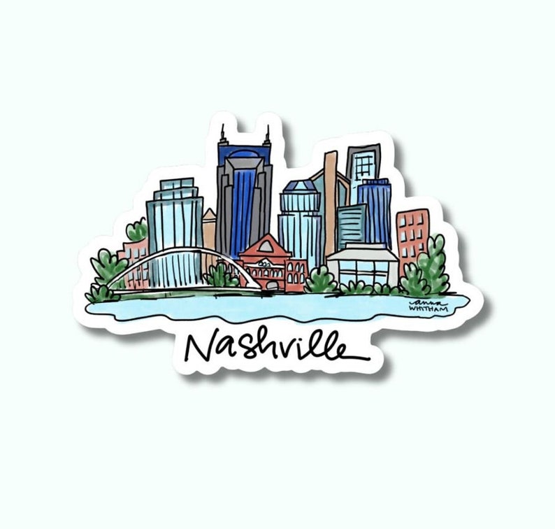 Nashville Skyline Sticker: Waterproof Vinyl Cityscape Decal - Etsy
