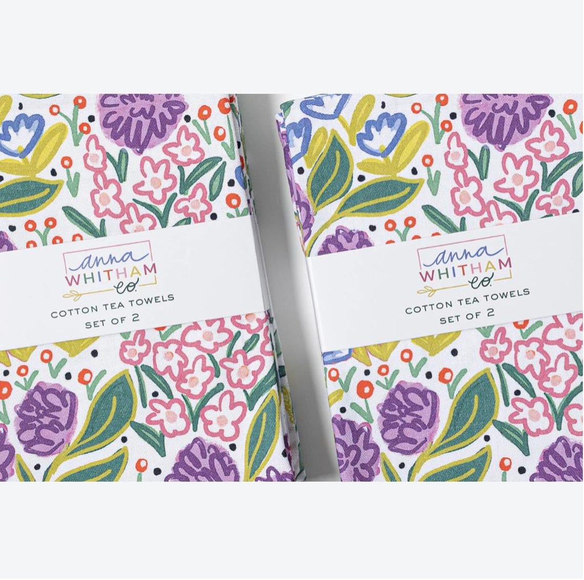 Lavender Floral Cotton Tea Towels - Spring Towel Set (set of 2) - Etsy