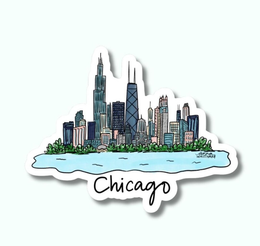 Chicago Skyline Sticker Decorative Sticker Fun Cute Vinyl Sticker ...