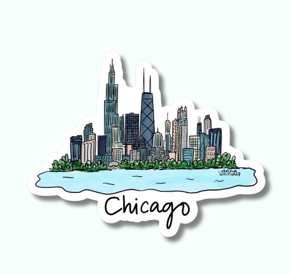Chicago Skyline Sticker, Cute Vinyl Decal - City Souvenir - Etsy