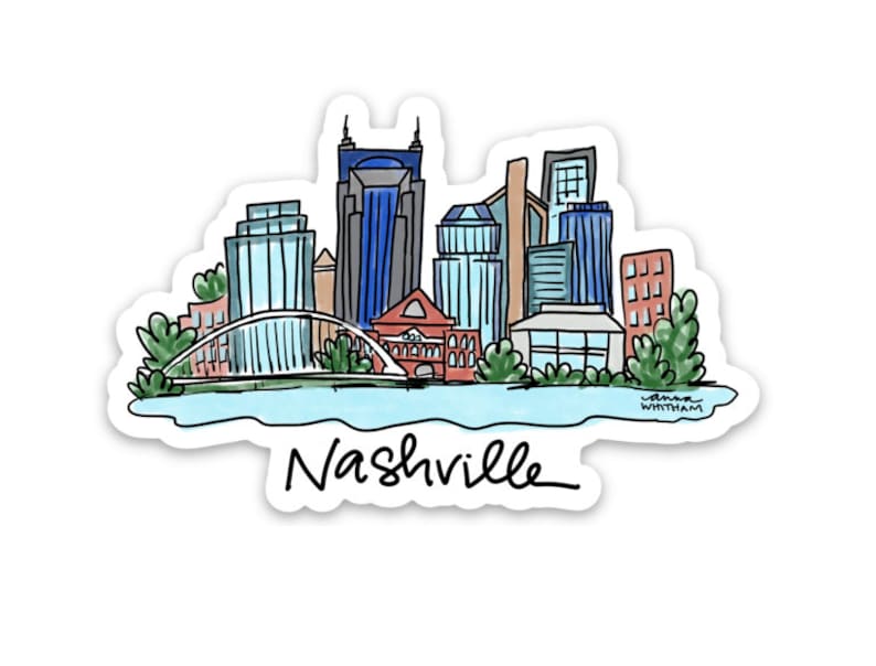 Nashville Skyline Sticker: Waterproof Vinyl Cityscape Decal - Etsy