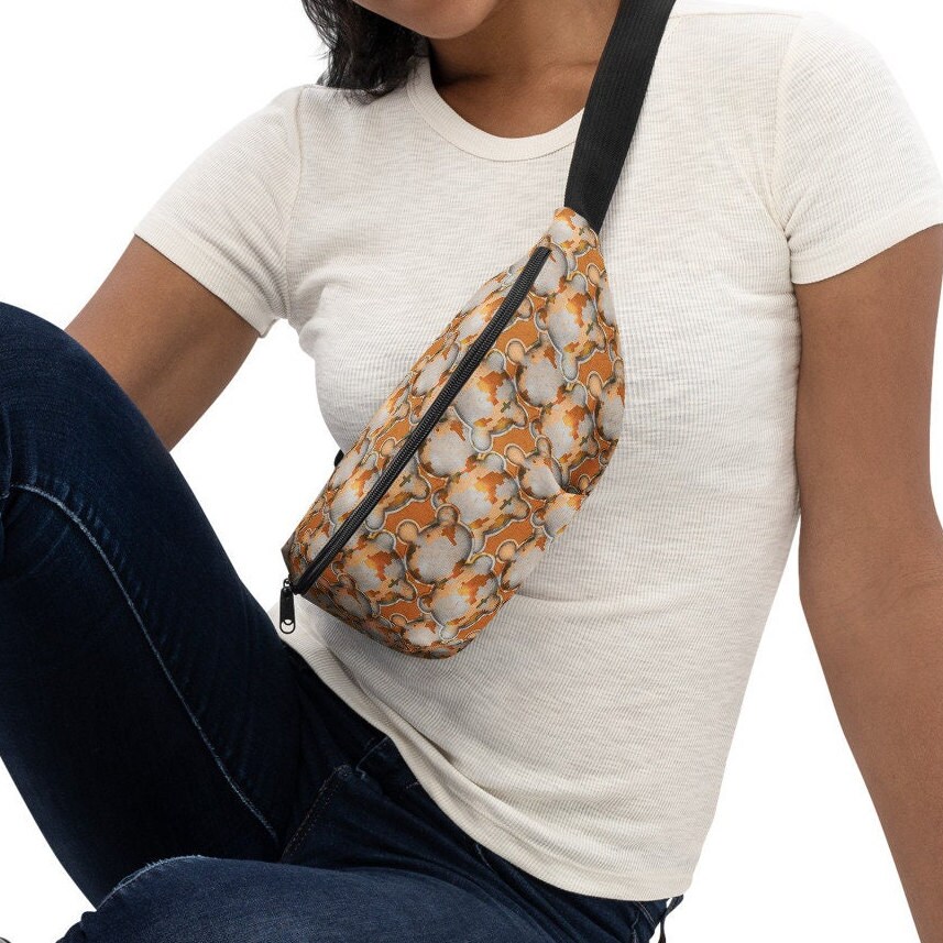 3D Bear Neutral Camo Crossbody Bag, Water Resistant Canvas Sling Bag ...