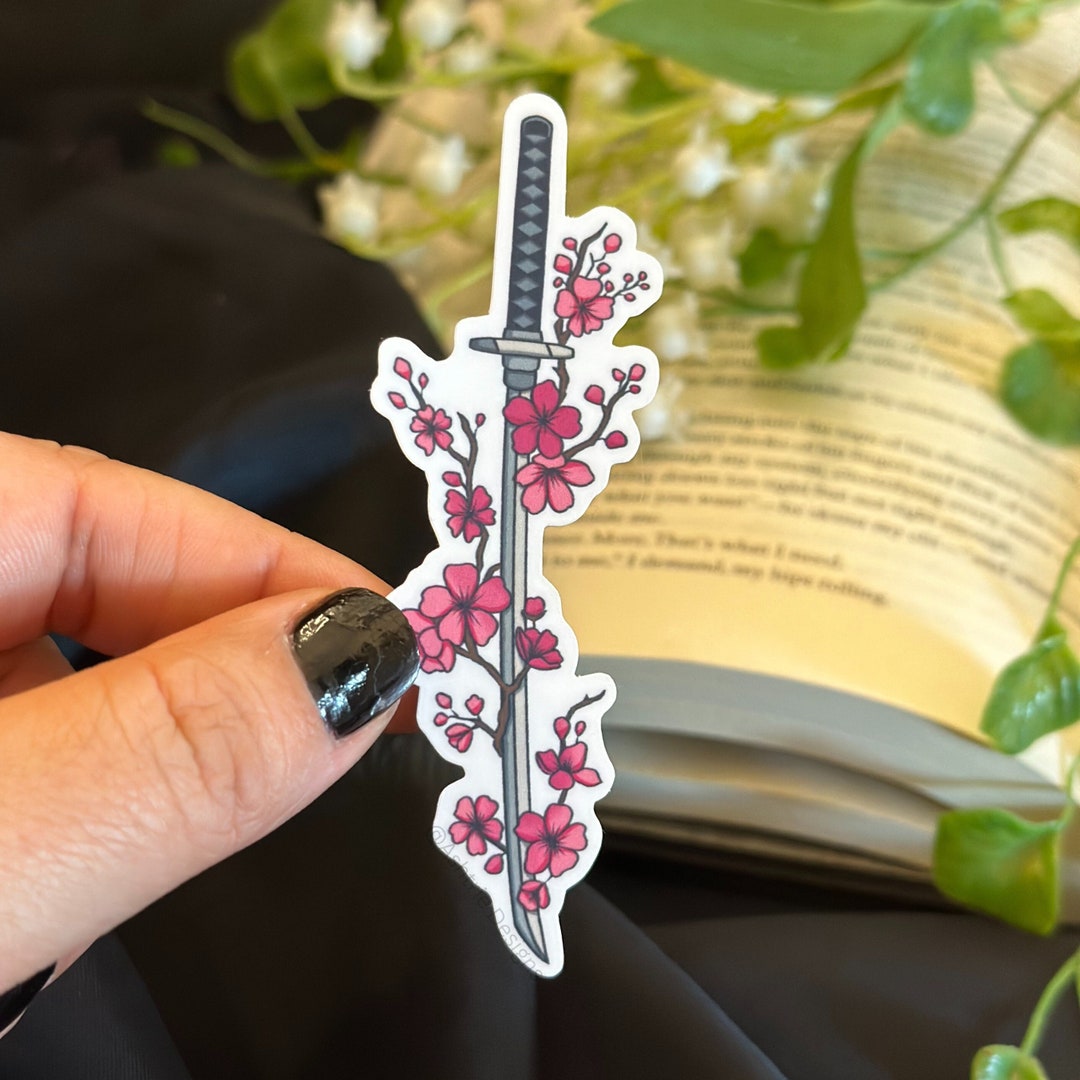Katana Sticker Fantasy Sword Sticker Cherry Blossom Sticker Stationery ...