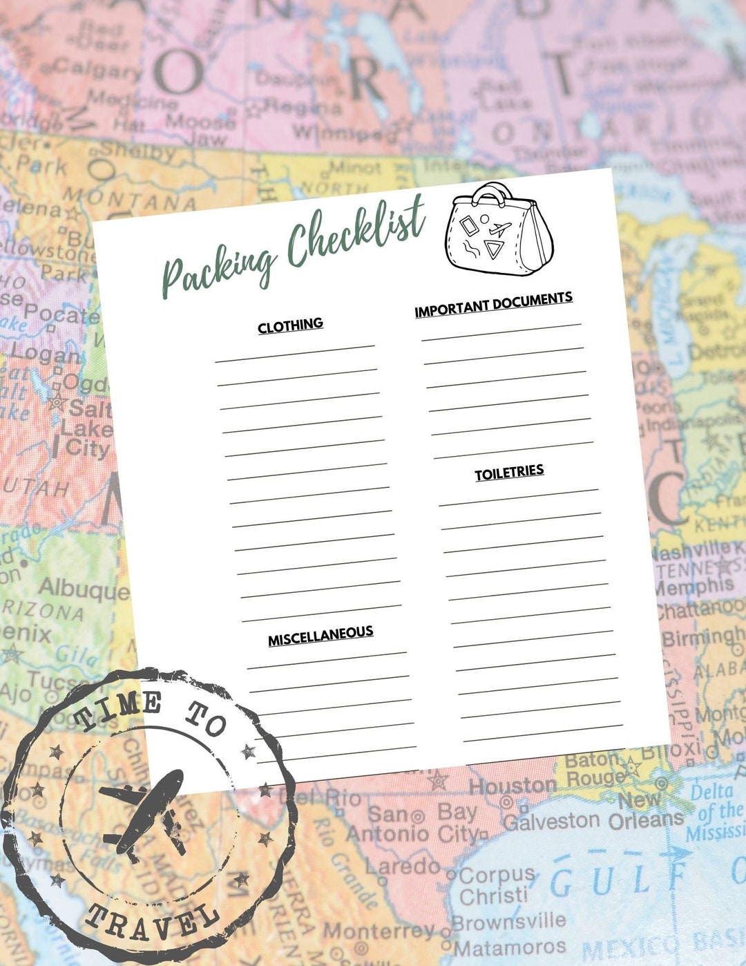 Editable Travel Packing Checklist - Etsy
