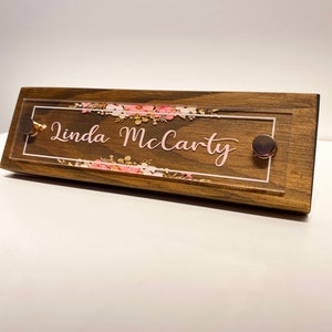 Floral Design Custom Office Desk Name Plate - Etsy