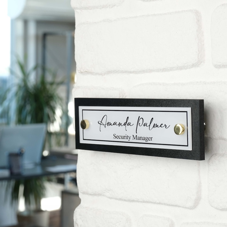 Personalized Acrylic Wood Door Sign: Office Wall Name Plate - Etsy