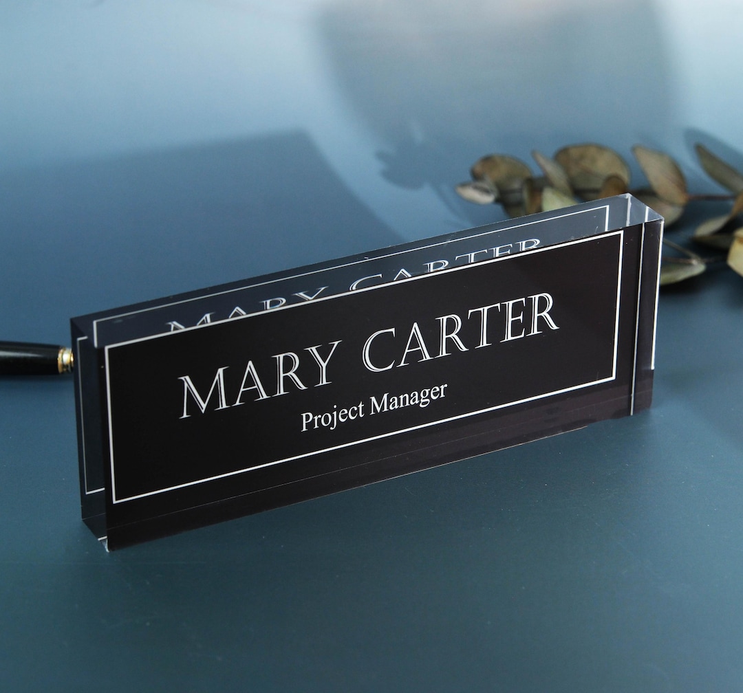 Personalized Acrylic Office Desk Name Plate: Modern Boss Gift - Etsy