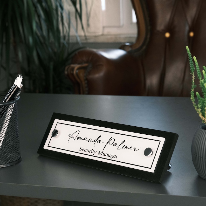 Personalized Black Wood Desk Name Plate: Office Decor - Etsy