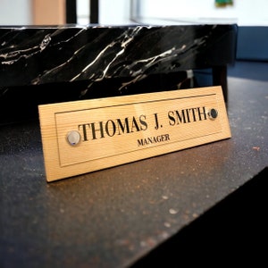 Company Gift ,office Desk Name Plate, Natural Wood and Acrylic Sign ...