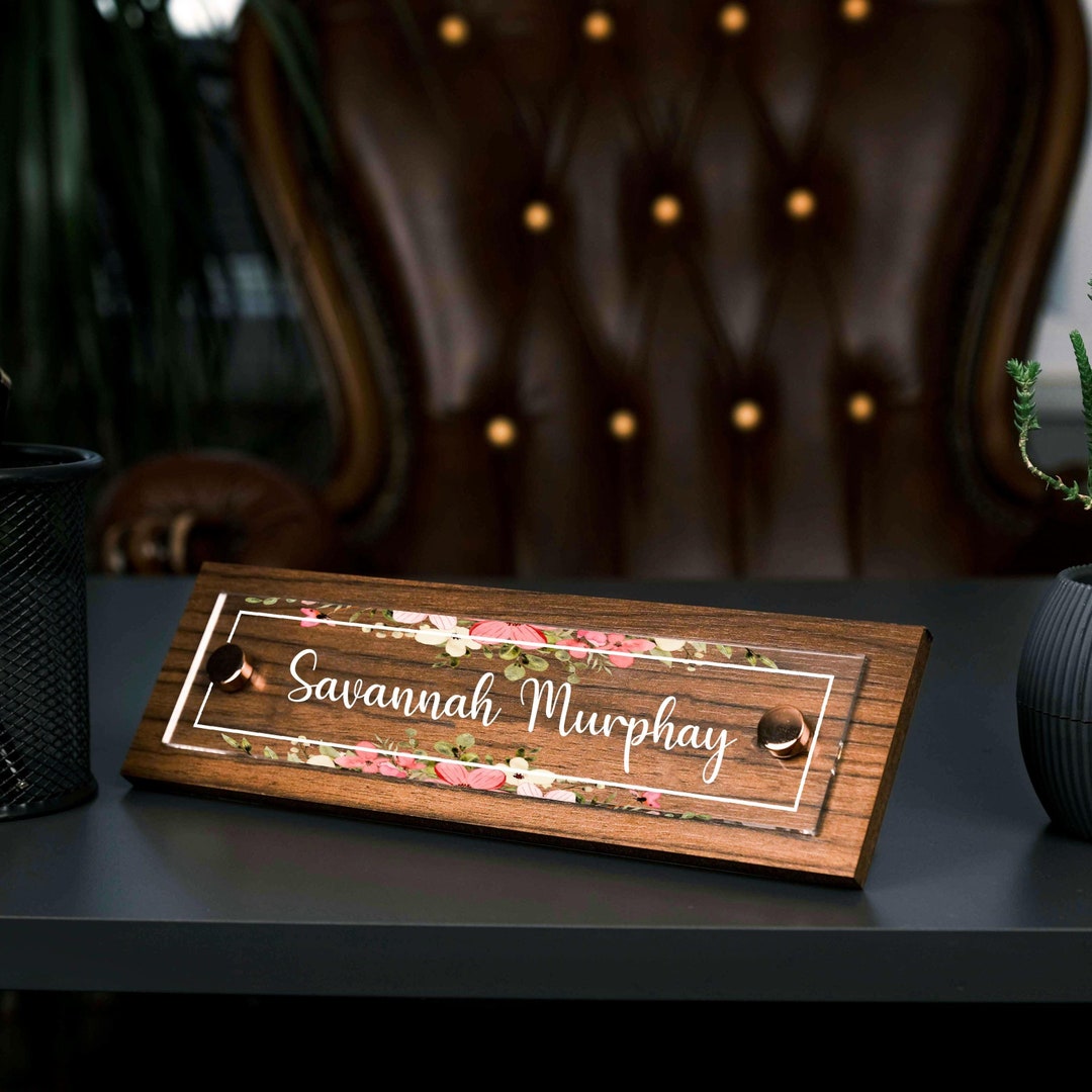 Personalized Wood Desk Name Plate: Custom Office Sign - Etsy
